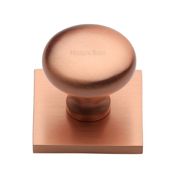 Heritage Brass Cabinet Knob Victorian Round Design with Square Backplate | Wayfair.co.uk